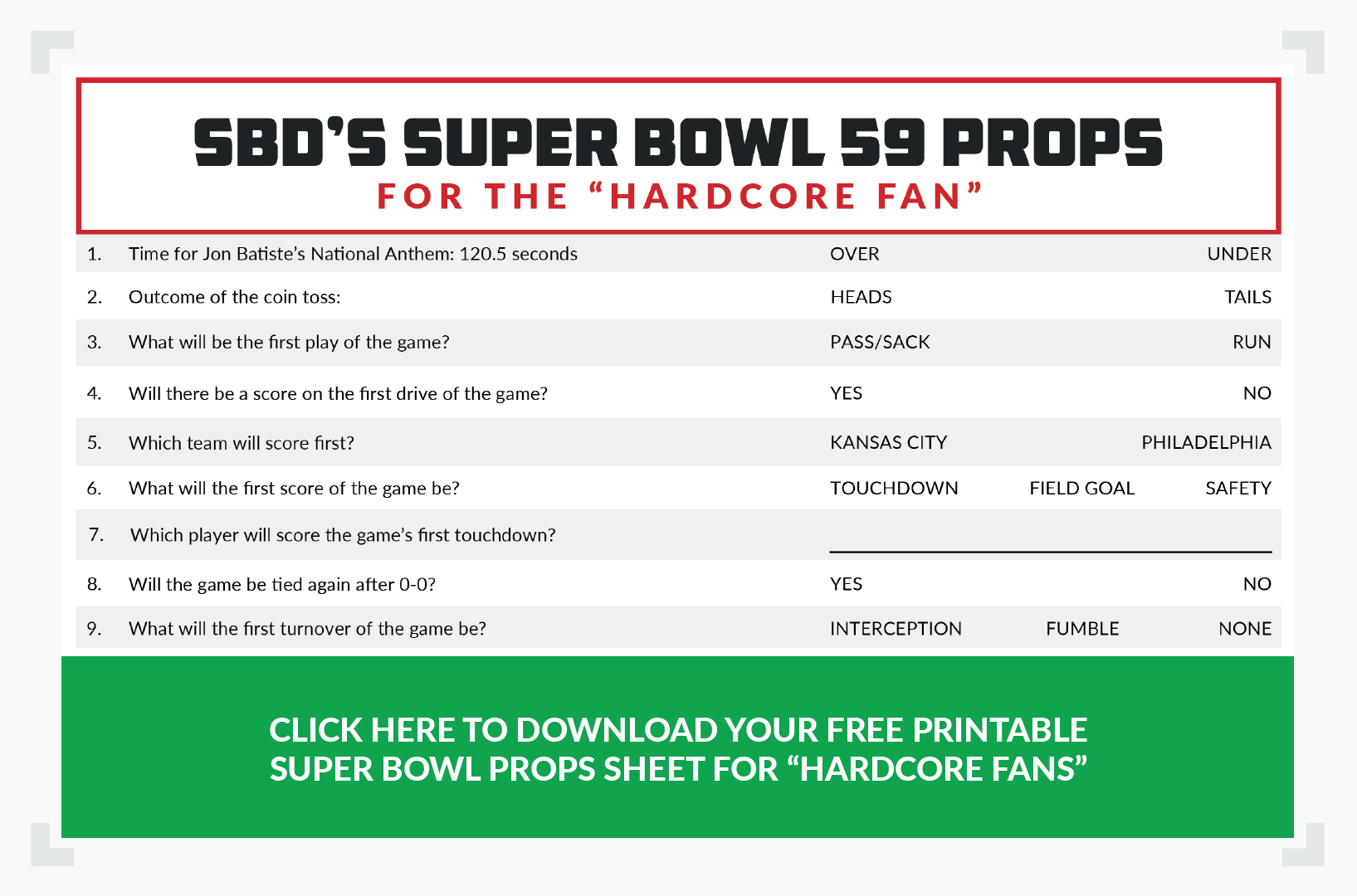 Printable Super Bowl 59 Props Sheet - Download the 2025 PDF & Play at ...